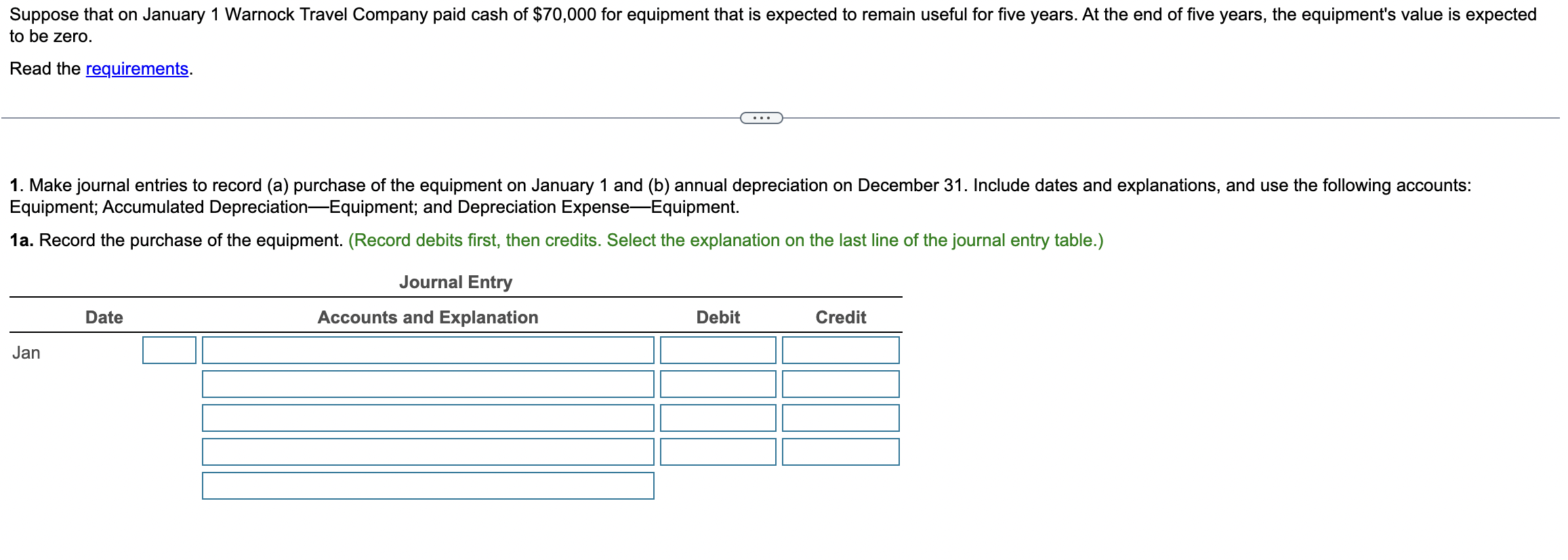 Solved 1. Make journal entries to record (a) purchase of the | Chegg.com