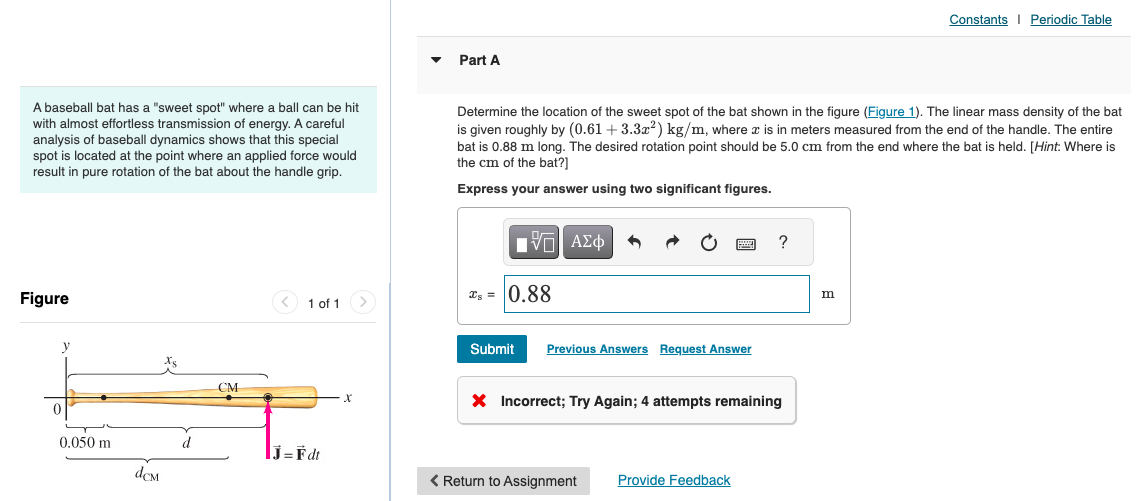 Solved A baseball bat has a "sweet spot" where a ball can be | Chegg.com