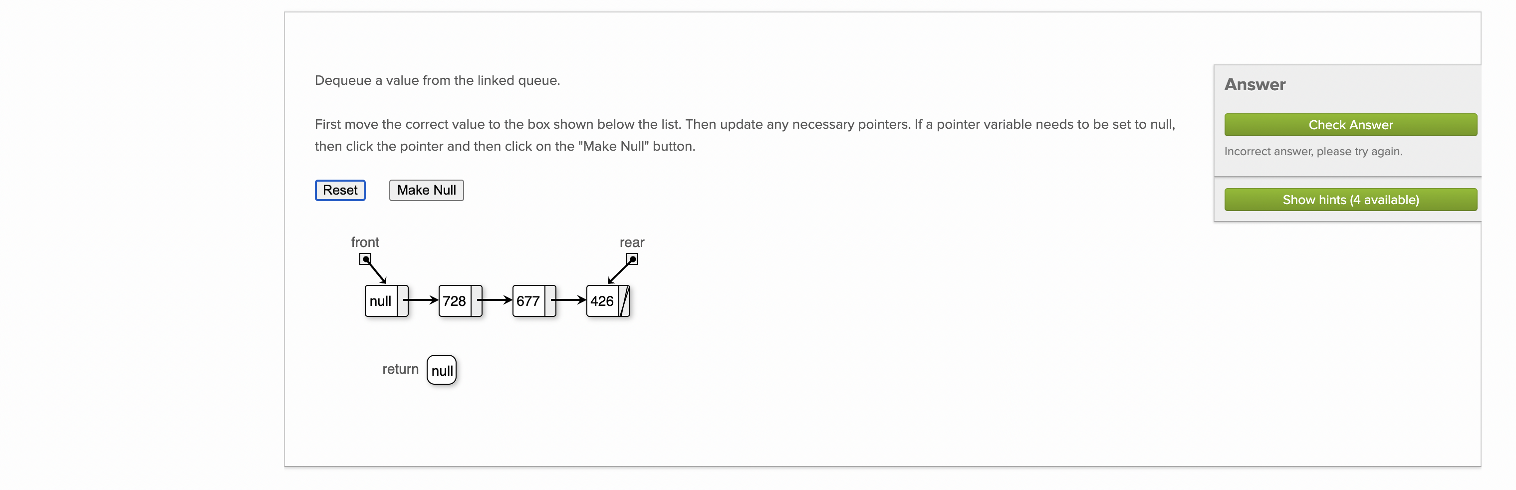 Solved Dequeue a value from the linked queue. First move the | Chegg.com