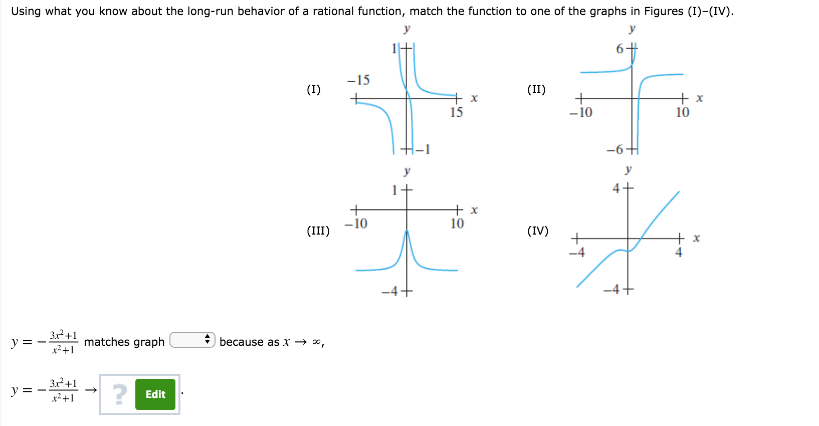 Solved Using what you know about the long-run behavior of a | Chegg.com