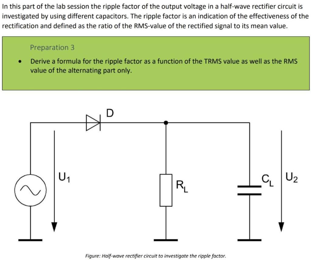 Solved In this part of the lab session the ripple factor of | Chegg.com