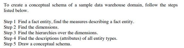 Solved Conceptual modelling of a data warehouse An objective | Chegg.com