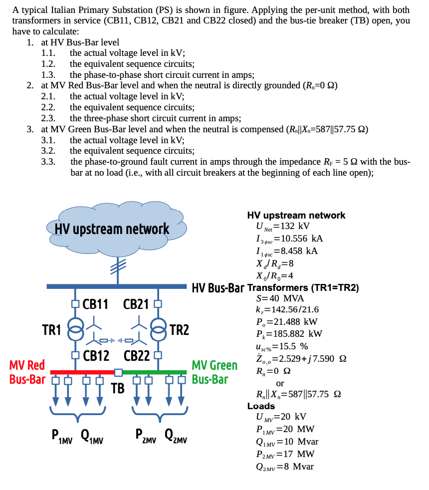 A typical Italian Primary Substation (PS) is shown in | Chegg.com