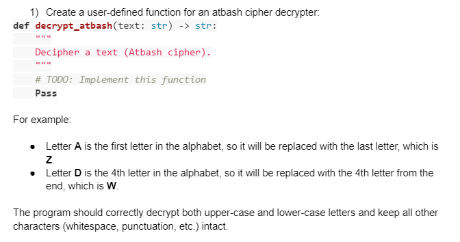 Solved 1) Create a user-defined function for an atbash | Chegg.com