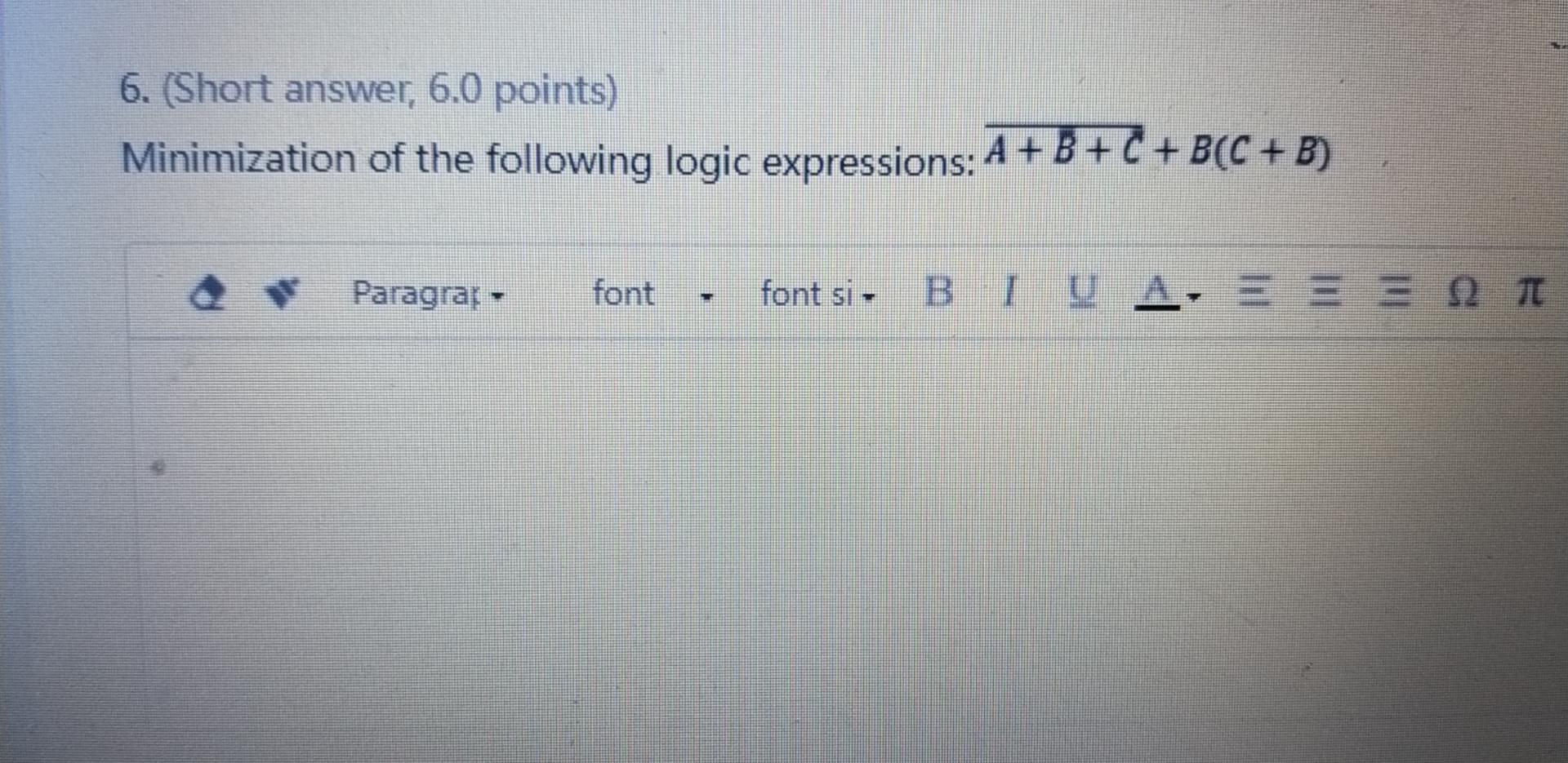 Solved 6. (Short answer, 6.0 points) Minimization of the | Chegg.com