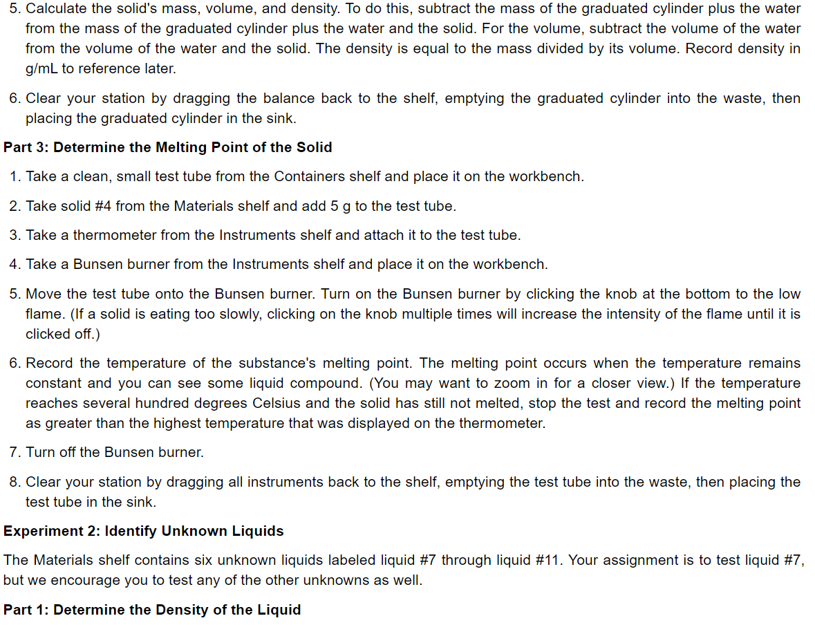 Part 1: Determine the Density of the Liquid 1. Take a | Chegg.com