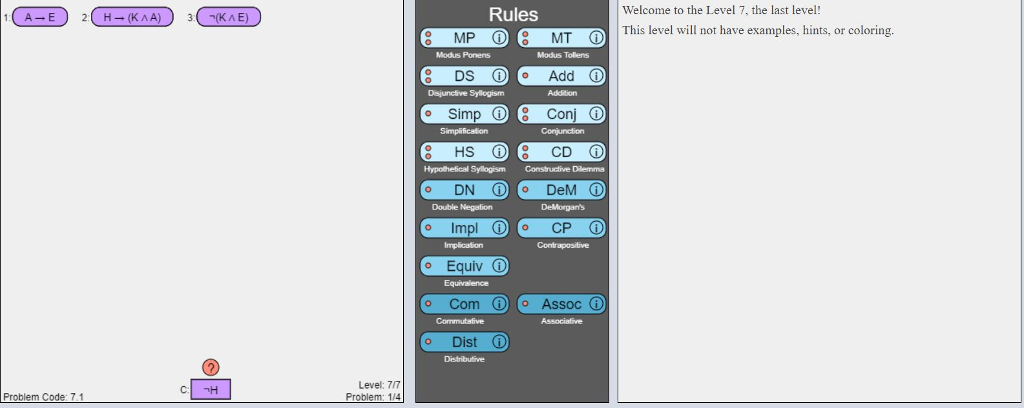 Solved Welcome to the Level 7, the last level! A-E2 H (KAA) | Chegg.com