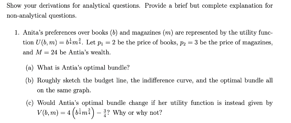 Solved how your derivations for analytical questions. | Chegg.com