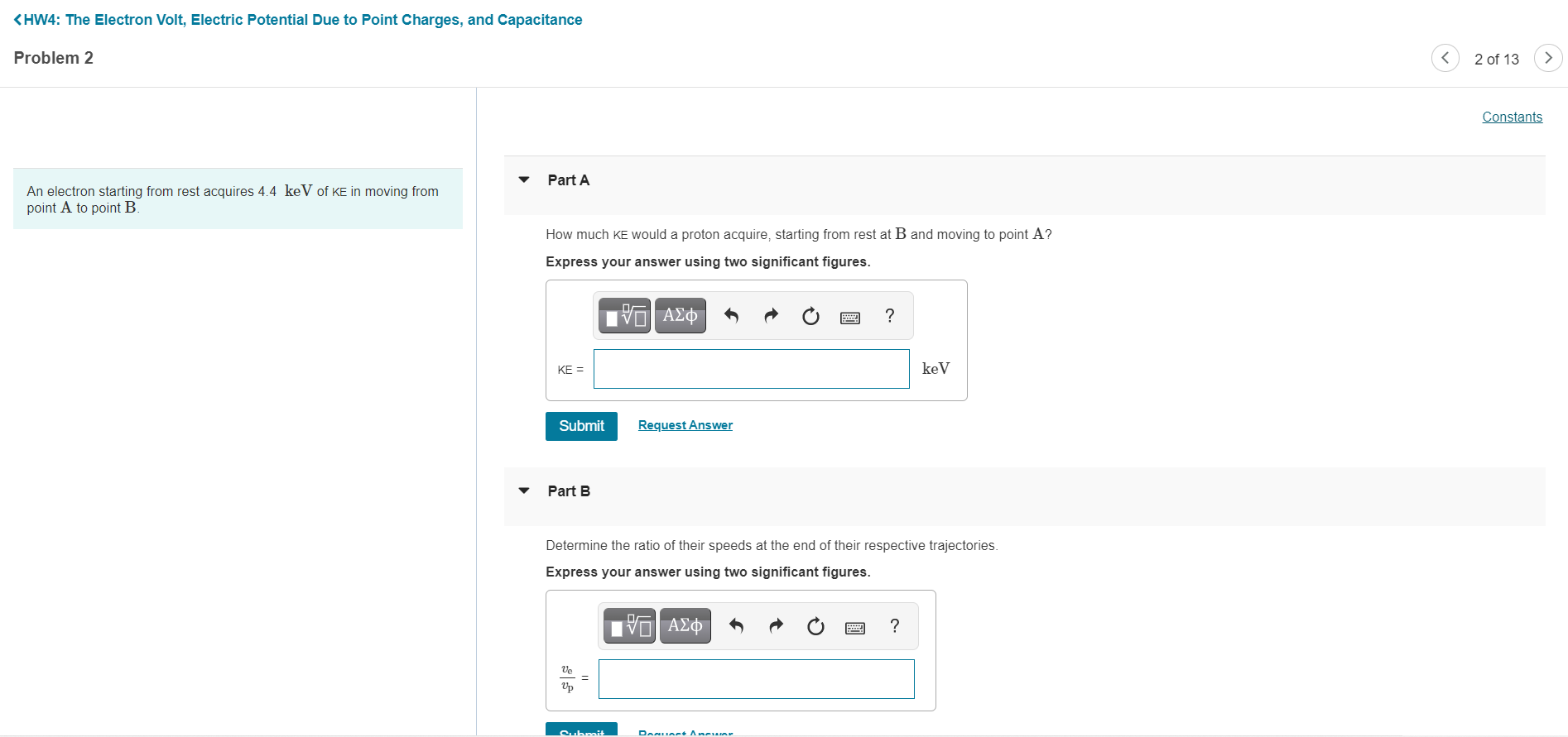Solved Constants Part A An electron starting from rest | Chegg.com