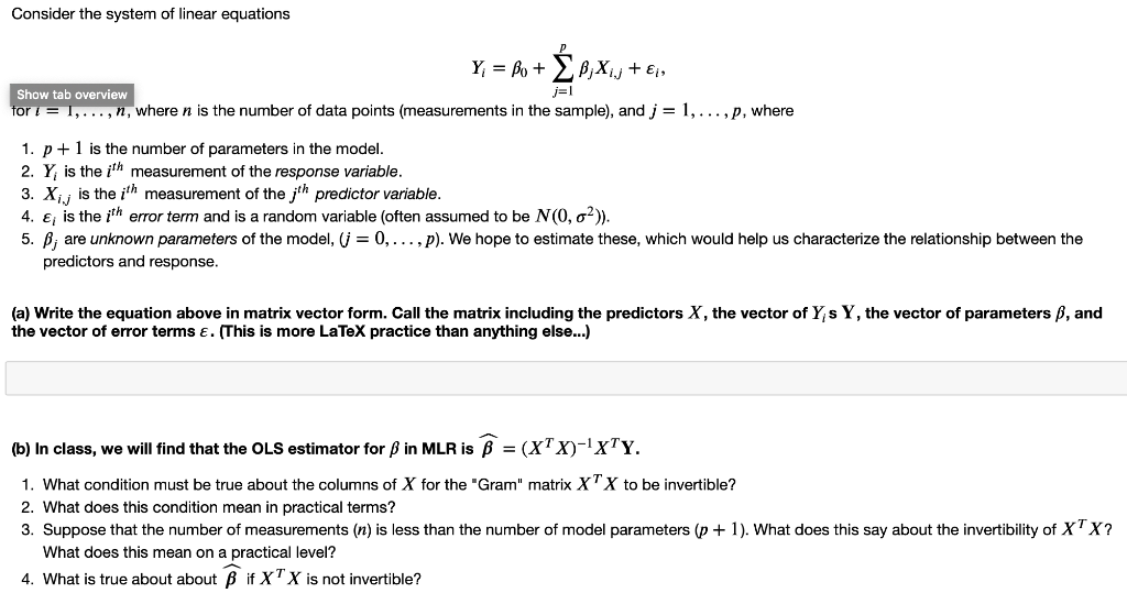 Solved Consider the system of linear equations Y = Bo + B,X, | Chegg.com