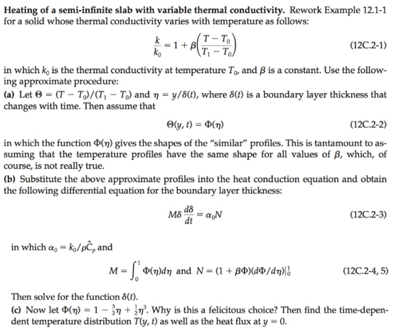 Heating of a semi-infinite slab with variable thermal | Chegg.com