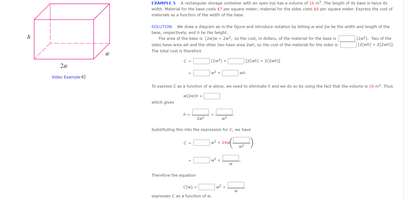 Solved EXAMPLE 5 ﻿A rectangular storage container with an | Chegg.com