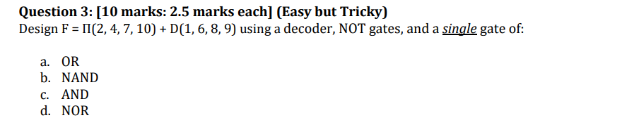 Solved Question 3: [10 ﻿marks: 2.5 ﻿marks each] (Easy but | Chegg.com