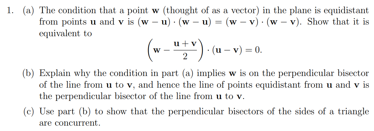 1. (a) The condition that a point w (thought of as a | Chegg.com