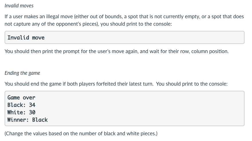 Solved Background Othello is a two-player game on an 8x8 | Chegg.com