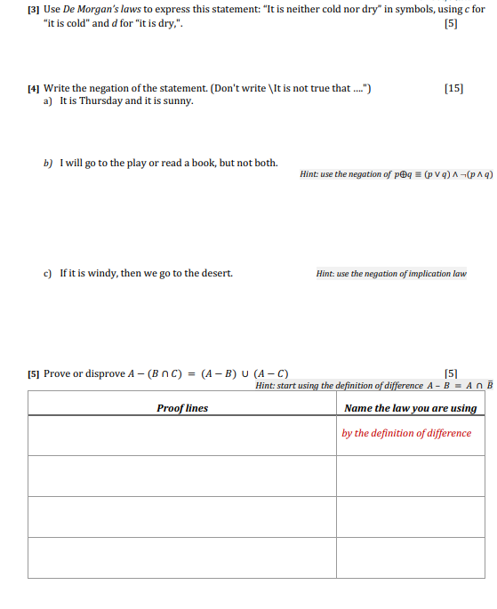 Solved [1] Use propositional equivalence laws to prove that | Chegg.com