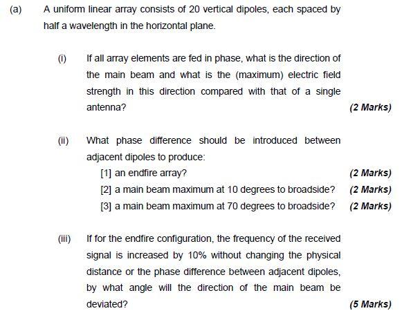 (a) A uniform linear array consists of 20 vertical | Chegg.com