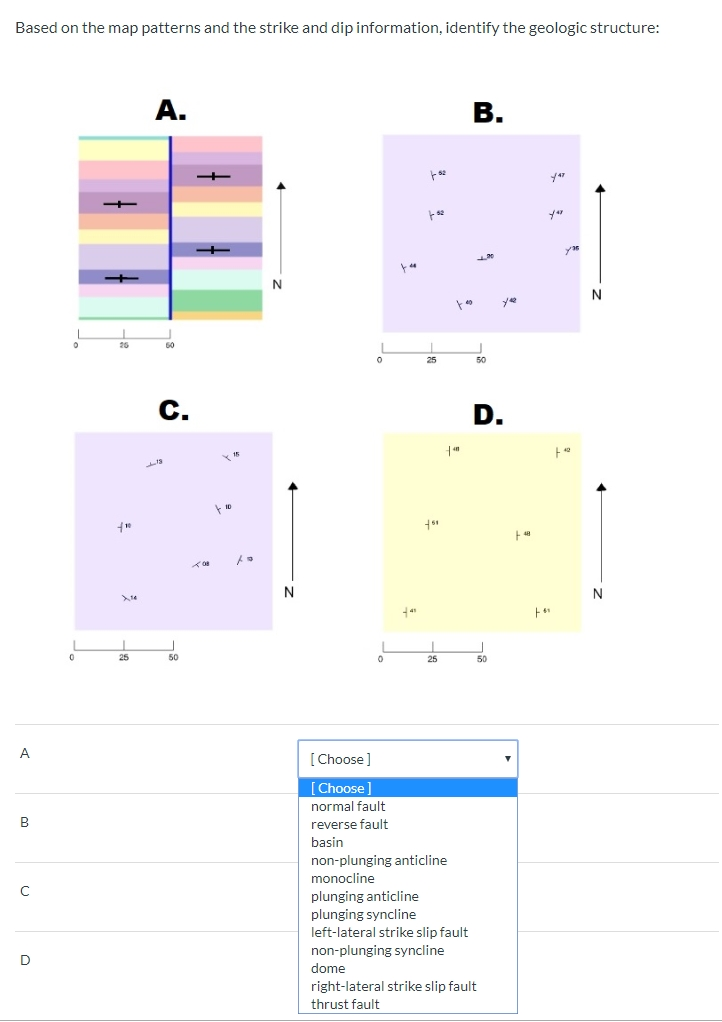 Solved Based On The Map Patterns And The Strike And Dip Chegg