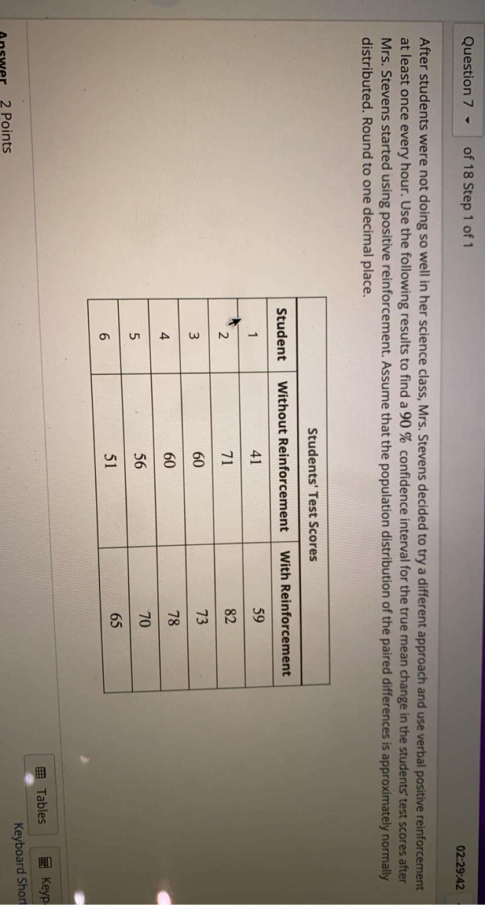 Solved Question 7 - of 18 Step 1 of 1 02:29:42 After | Chegg.com