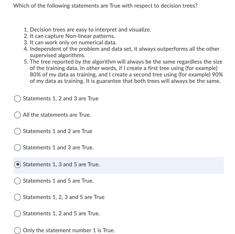 Solved Which Of The Following Statements Are True With Chegg