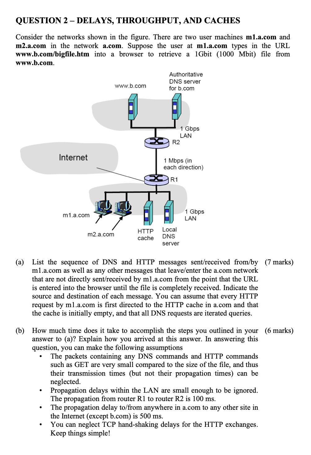 Solved QUESTION 2 – DELAYS, THROUGHPUT, AND CACHES Consider | Chegg.com