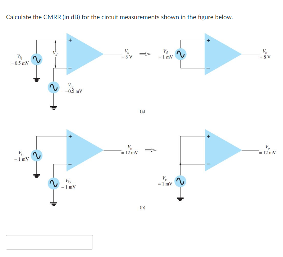 Solved Calculate the CMRR (in dB ) for the circuit | Chegg.com