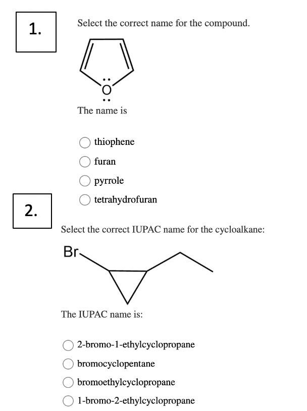 Solved 1. Select the correct name for the compound. The name | Chegg.com
