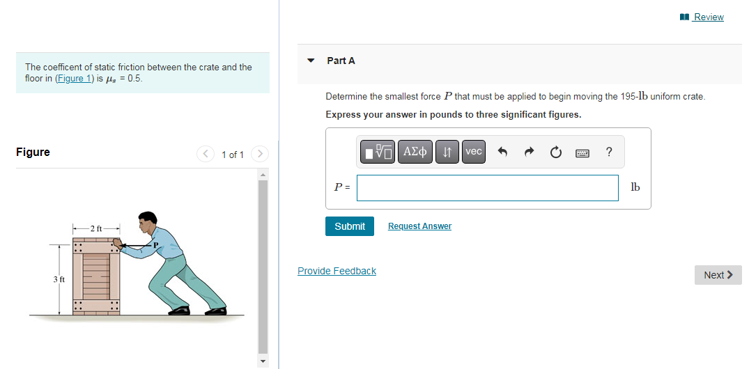 Solved The Coefficient Of Static Friction Between The Crate