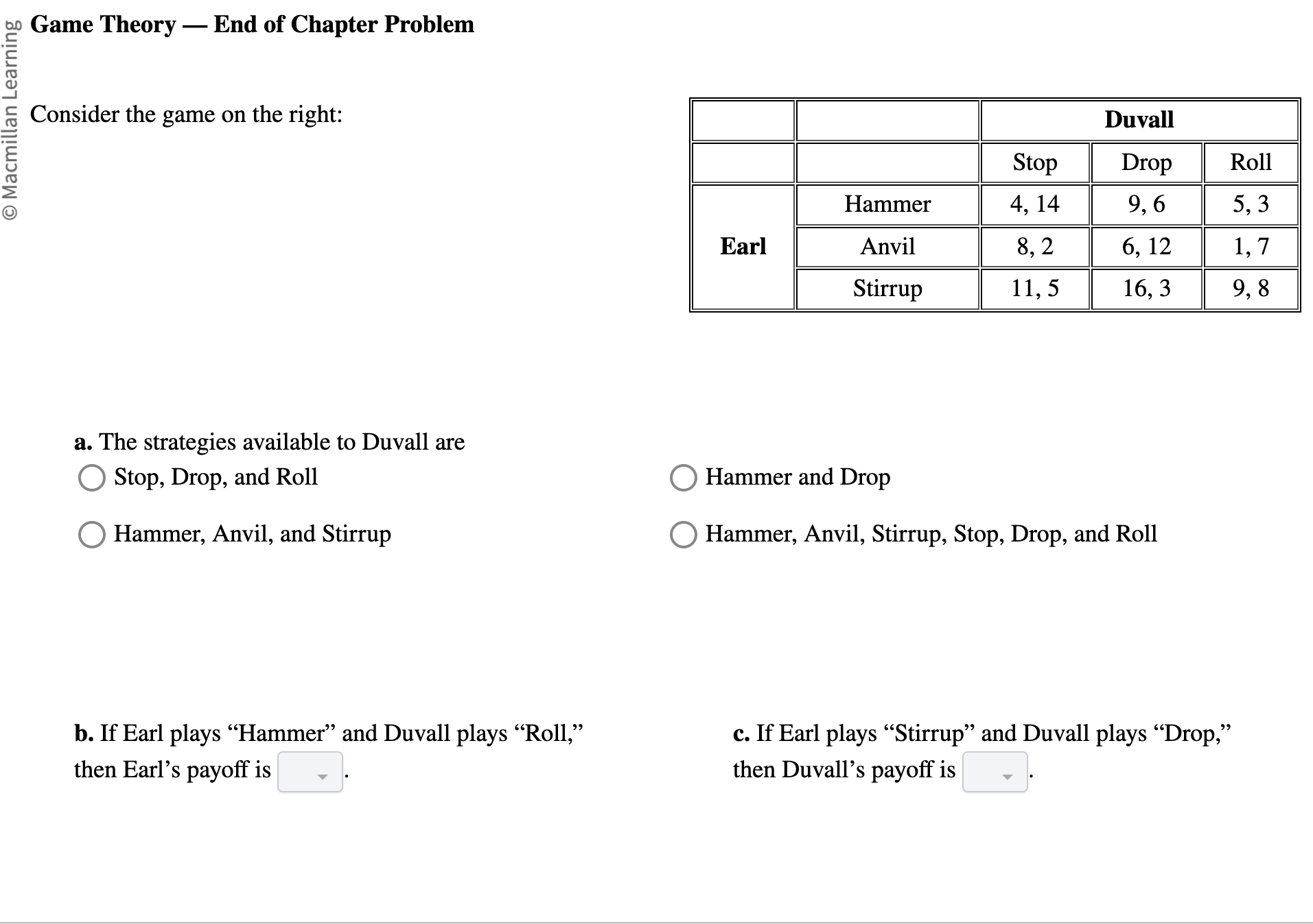 Solved Game Theory - ﻿End of Chapter ProblemConsider the | Chegg.com
