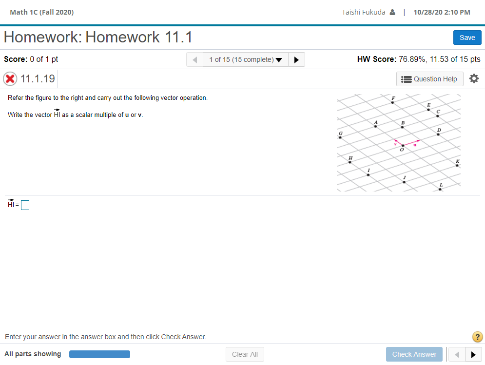 Solved Math 1C (Fall 2020) Taishi Fukuda & 10/28/20 2:10 PM | Chegg.com