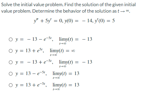Solved Solve the initial value problem. Find the solution of | Chegg.com