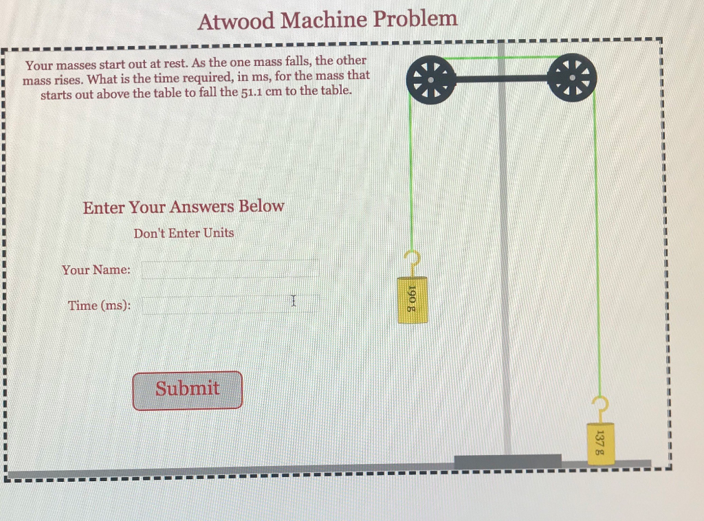 Solved Atwood Machine Problem - - - --- - - - - - - - - - - | Chegg.com