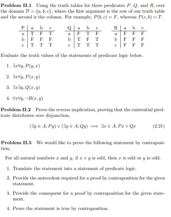 Solved Problem II.1 Using the truth tables for three | Chegg.com