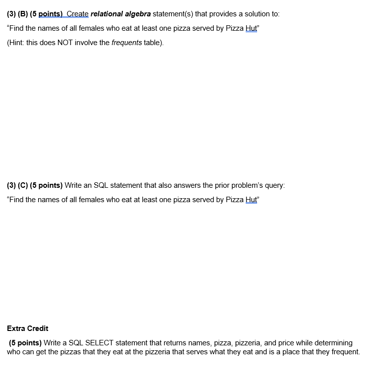 Solved (15 pts total) (8) Given the Relations and Data | Chegg.com Solved (15 pts total) (8) Given the Relations and Data | Chegg.com