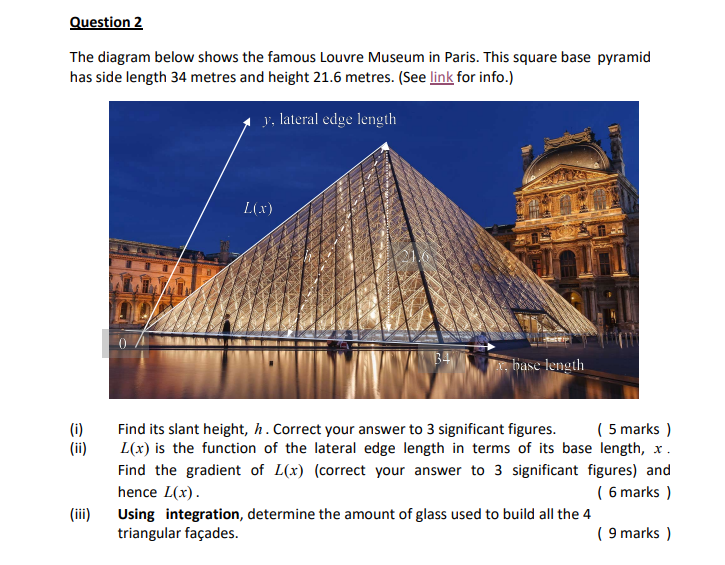 Solved The diagram below shows the famous Louvre Museum in | Chegg.com