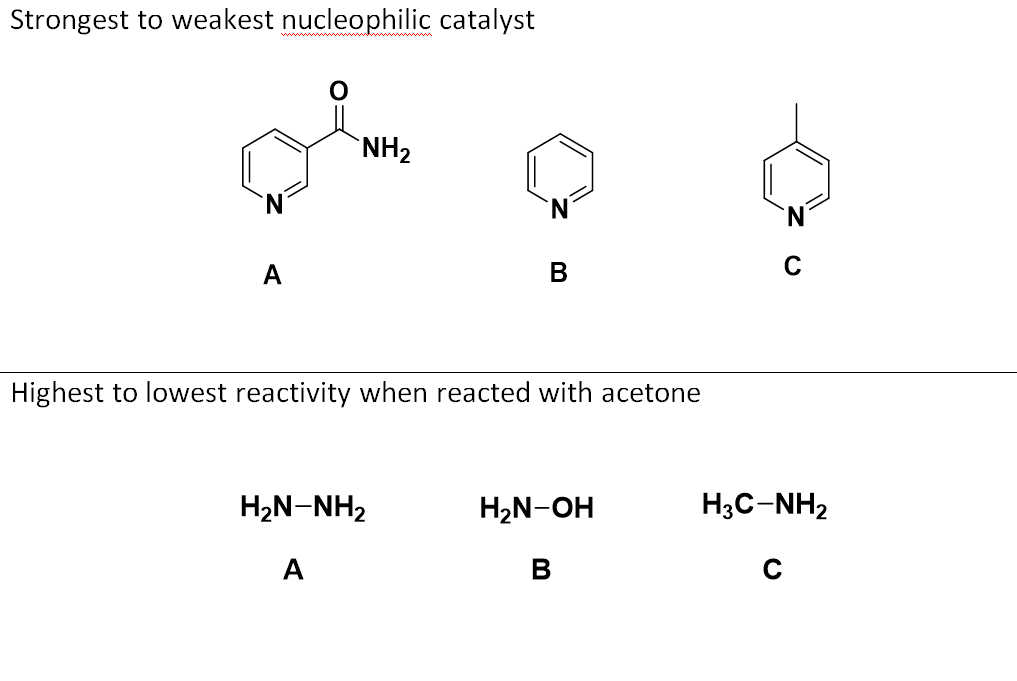 Solved Strongest to weakest nucleophilic catalyst NH2 A B | Chegg.com