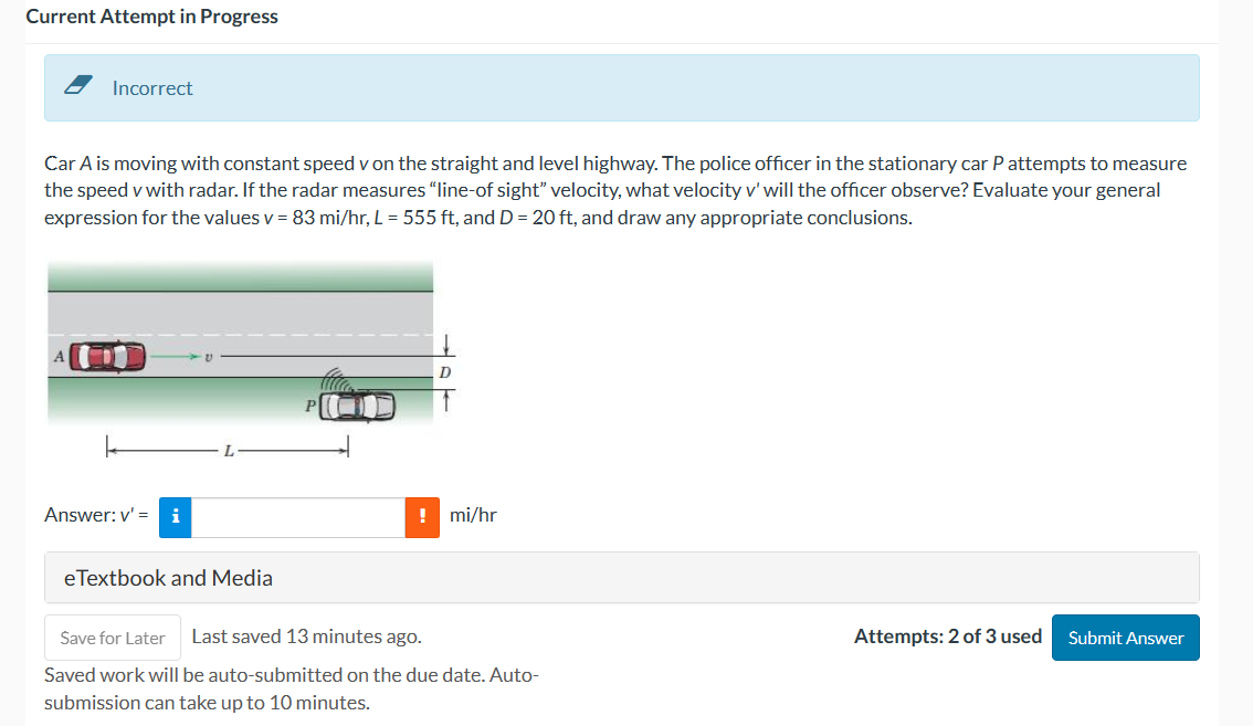 Solved Car A is moving with constant speed v on the straight | Chegg.com