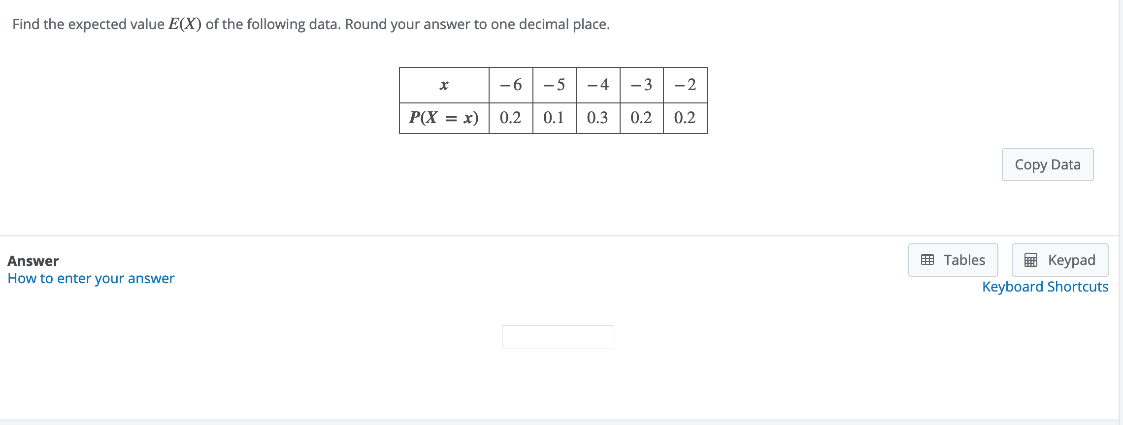 Solved Find the expected value E(X) of the following data. | Chegg.com