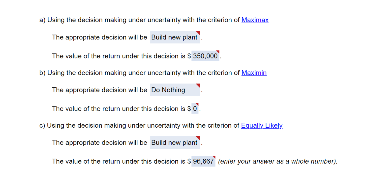 Solved Given the following conditional value table: | Chegg.com