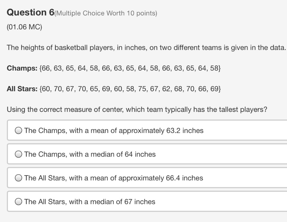 Solved Question 5(Multiple Choice Worth 10 points) (01.06 | Chegg.com