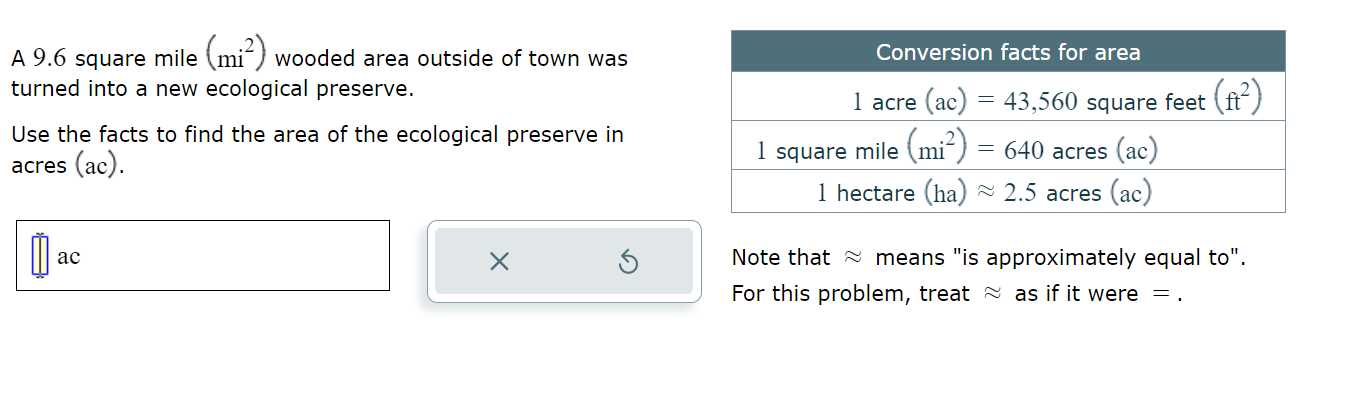Solved A 9.6 square mile (mi2) wooded area outside of town | Chegg.com