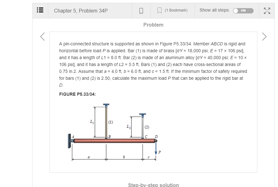 Solved Chapter 5, Problem 34P 0 1 Bookmark)Show all steps:ON | Chegg.com