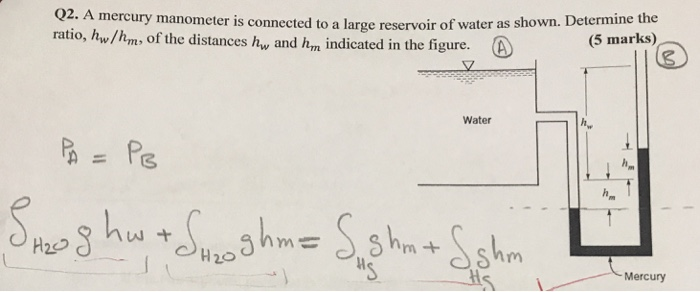 Solved mercury manometer is connected to a large reservoir | Chegg.com