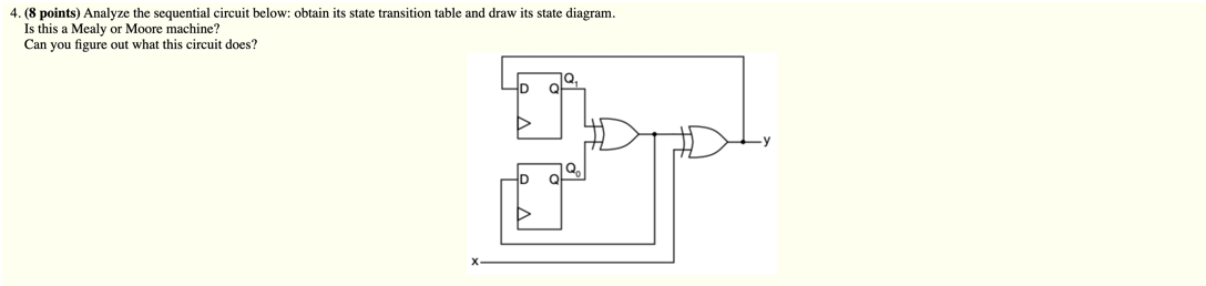 Solved 4. (8 points) Analyze the sequential circuit below: | Chegg.com