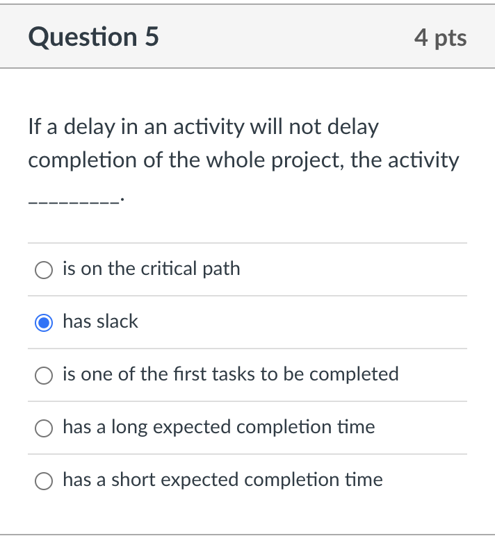 If a delay in an activity will not delay completion | Chegg.com