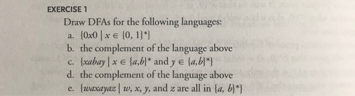 Solved EXERCISE T Draw DFAs for the following languages: a. | Chegg.com