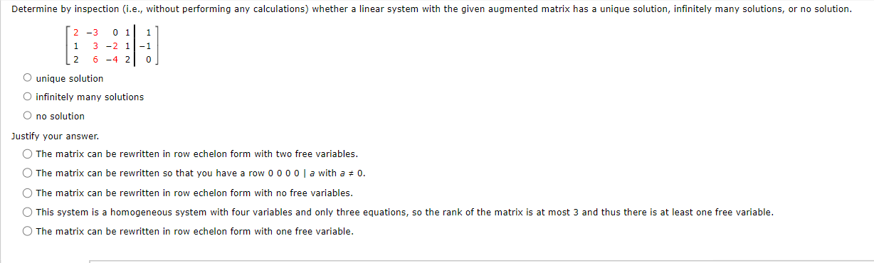 Solved Determine by inspection (i.e., without performing any | Chegg.com