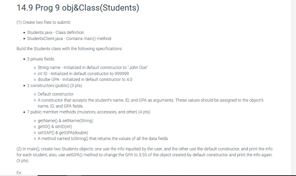 Solved 4.9 Prog 9 obj&Class(Students) (1) Create two files | Chegg.com