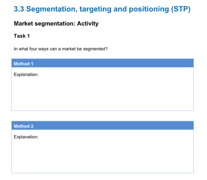 Solved 3.3 Segmentation, targeting and positioning (STP) | Chegg.com