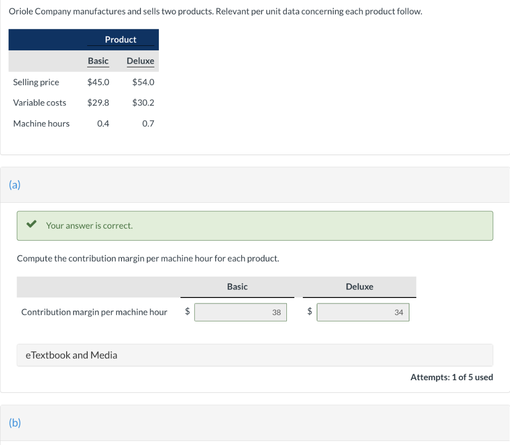 Solved Oriole Company manufactures and sells two products. | Chegg.com